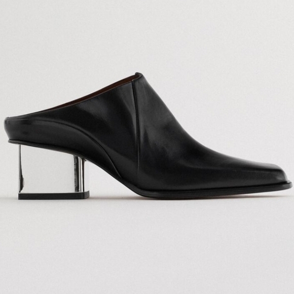 Zara | Shoes | Zara Heeled Leather Square Toe Clogs | Poshmark
